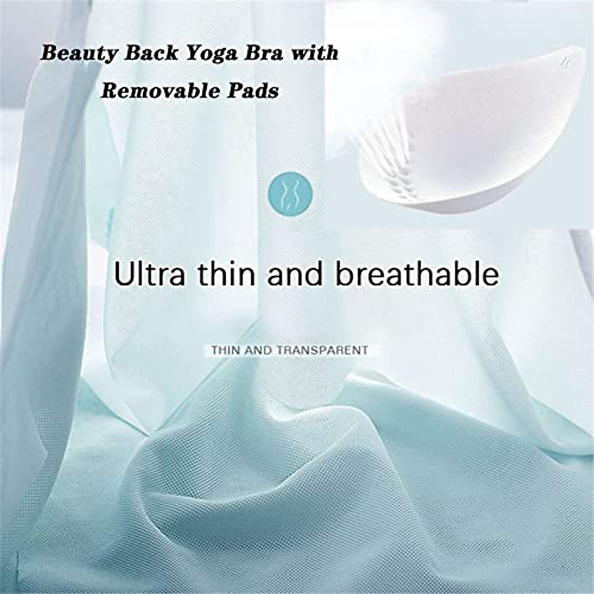 Ultra-Thin Ice Silk Bra, Plus Size Comfort Bra Silk Seamless Daily Sport Bras Beauty Back Yoga Bra with Removable Pads (Black+Blue, 5XL)