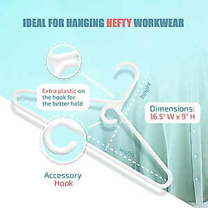 DEILSY™ White Plastic Hangers - Super Heavy Duty Clothes Hanger, Thick Strong Standard Closet Plastic Hangers with Hook for Scarves and Belts - Pack of 10 White Hangers