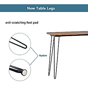 Merax 4-Piece Counter Height Wooden Dining Set with Extra Long Dining Table and 3 PU Stools, Bar Table Set for Kitchen Dining Room, Rustic Brown Table + Black Stool