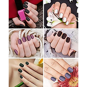 LADYING Matte Short Acrylic False Nails for Women, Stick Glue on/ Press on Nails Set with Glue Nail File, Nail Art Salon Ballerina French Fake Tips, 8 Packs (192 PCS)