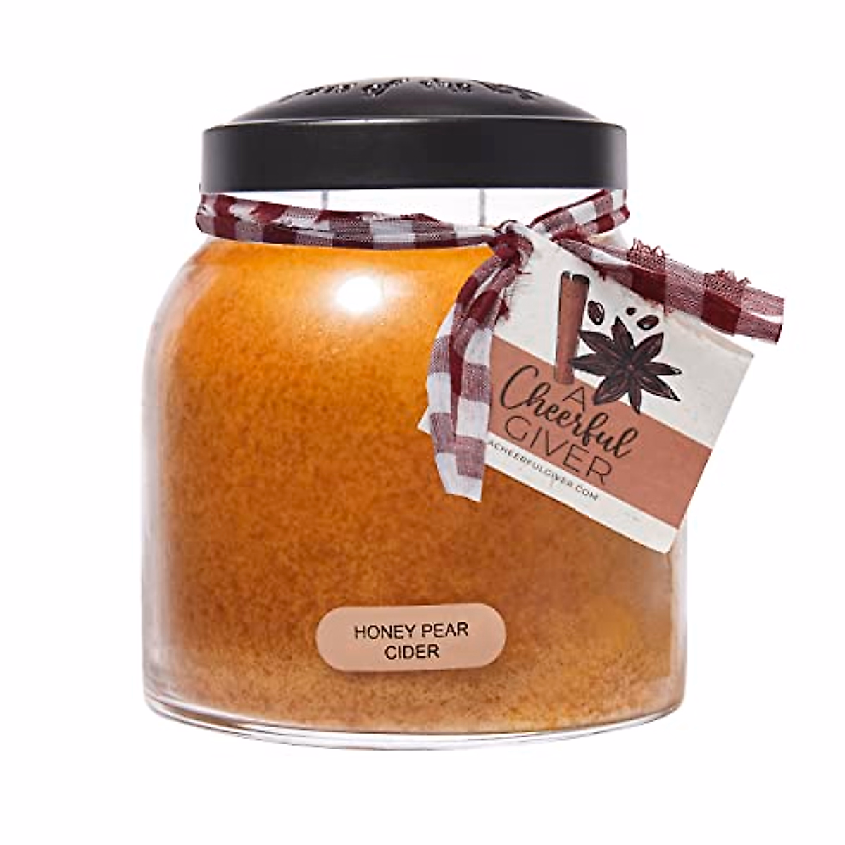 A Cheerful Giver — Honey Pear Cider - 34oz Papa Scented Candle Jar with Lid - Keepers of the Light - 155 Hours of Burn Time, Gift for Women, Orange