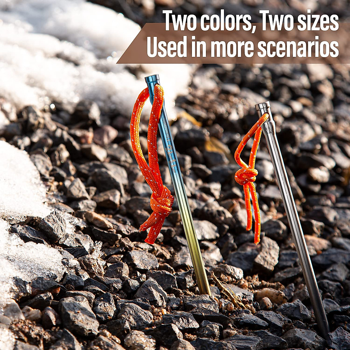 TITO Titanium Outdoor Camping Straight Nail Pegs Stakes with Size 5mm/6mm Pack of 6 (Colorful 5.0×165mm)