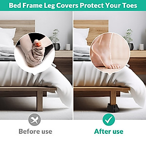 ZhouDaShu Bed Frame Leg Covers, Bed Frame Feet Protectors for Toe Saver, Toe Bumpers Keep Your Toes from Hard Furniture Legs, Spliceable EVA Toe Guard, Black-4 Pcs