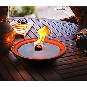 Hyoola 5 Hour Outdoor Firebowl Candle - Unscented Large Flame Wick in Terra Cotta Bowl - Insect and Mosquito Repellent Effect - for Table, Patio, Yard, Camping, Outdoors - Blue.
