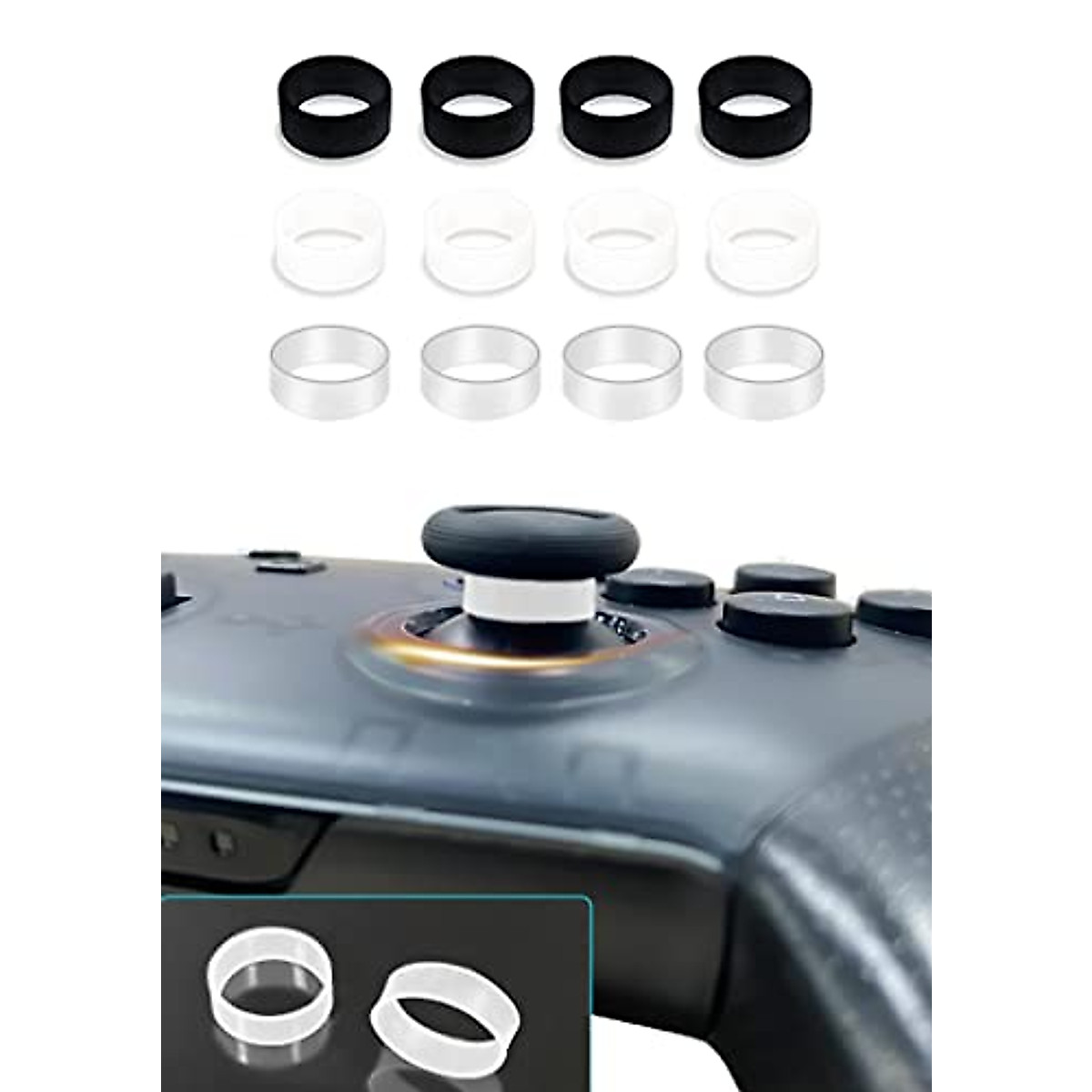 Stick Protective Ring, Anti-Shaving, White Powder Protection, Silicone Ring, Protective Ring for Sticks, Compatible with Various Controllers (3 Colors, Set of 12)