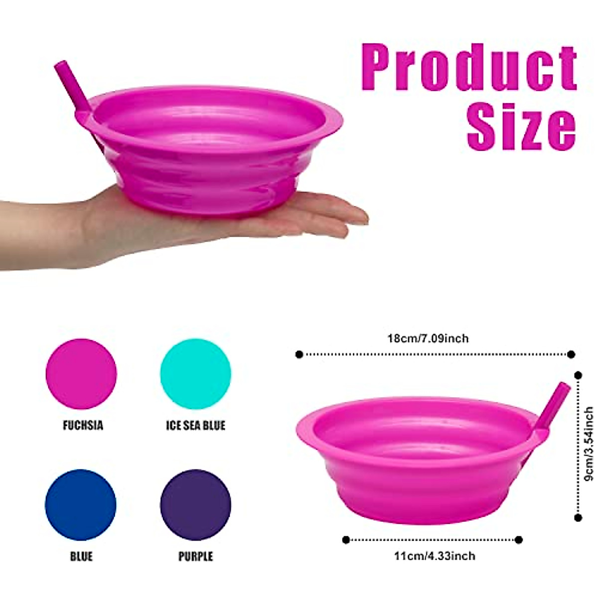 Klickpick Home Soup Cereal Bowls with Straws - Set of 8 Kids Bowls with Built-in Straws - 22 Ounce Toddler Sippy Bowls Dishwasher/Microwave Safe BPA Free