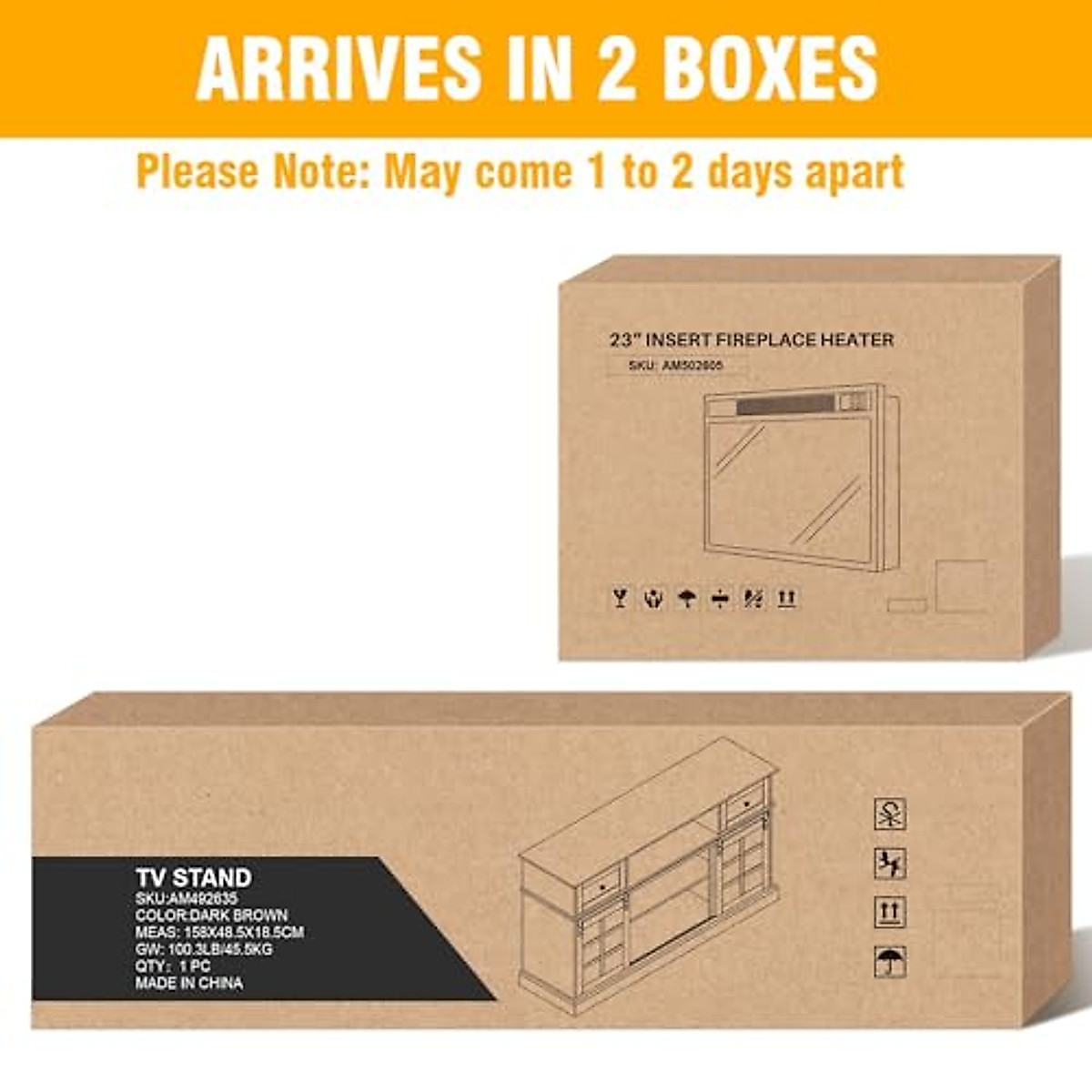 LGHM Fireplace TV Stand, Entertainment Center for 65 Inch TV, 58" Farmhouse TV Stand with 23" Electric Fireplace, Tall Entertainment Stand with Sliding Barn Door, Espresso