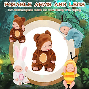 Xefuu 12 Pcs Mini Baby Dolls 4.5 Inch Lifelike Realistic Baby Toy Dolls Tiny Reborn Babies with Animal Clothes Cute Small Baby Doll for Kids Girls Boys Toddlers Easter Gifts
