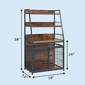 Sufulaa Furniture Style Dog Crate for Small Dog, Heavy Duty Anti-Chew Dog Kennel Furniture with 3 Doors, Wooden Decorative Indoor Basic Dog Cage with 3-Layer Storage Shelves