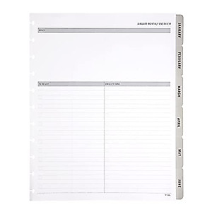TUL® Discbound Monthly Planner Refill with 12 Tab Dividers, Letter Size, Gray, January to December 2023