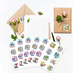 Lucleag 360PCS Summer Stickers for Kids, Individual Cute Hello Summer Beach Watermelon Beer Ice Cream Pineapple Stickers for Hawaii Tropical Party Decoration Summer Party Favor Candy Stickers