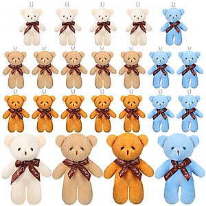 Skylety 24 Pcs Mini Bears 4.7 Inch Tiny Bears Doll Bulk Soft Mini Stuffed Animals for DIY Keychain for Graduation Birthday Baby Shower Wedding Party Favors