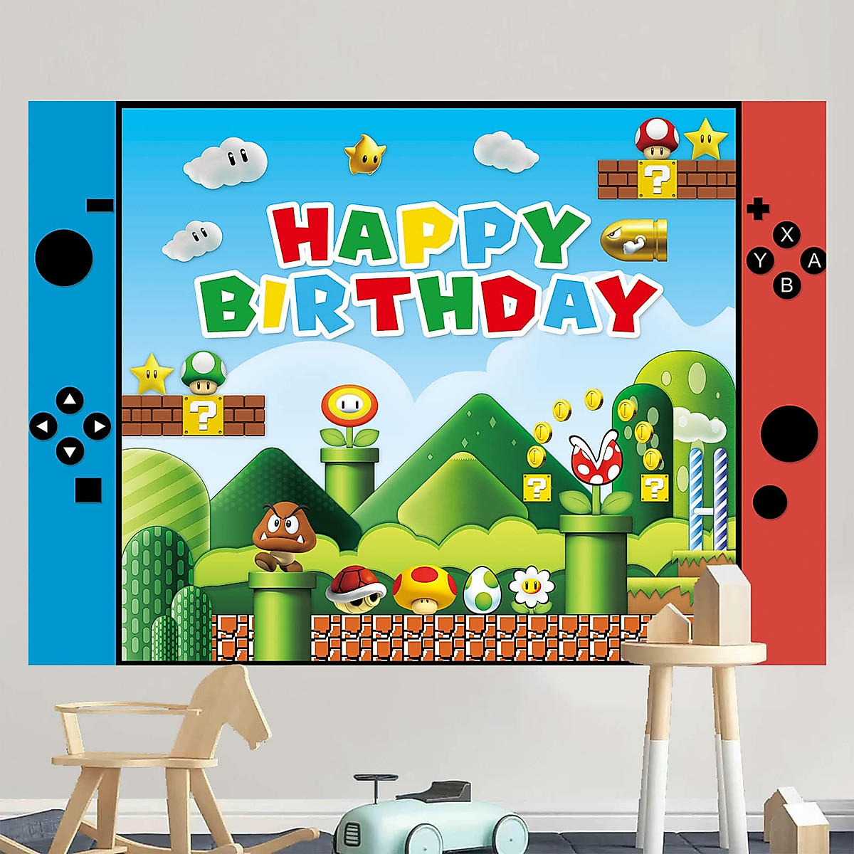 Adventure Video Game Happy Birthday Backdrop for Children Boys Happy Birthday Party Decor Supplies Kids Shoot Props Cake Table Decor Supplies 5x3ft