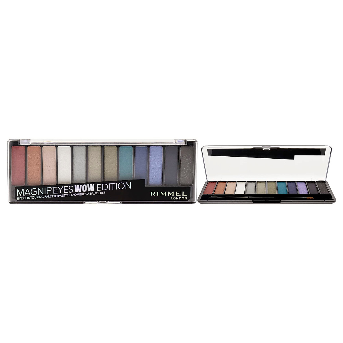 Rimmel London Magnif'Eyes Eyeshadow Palette, 12 Shades, Blendable Formula, Versatile, 006, Wow, 0.5oz