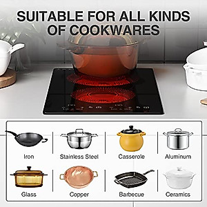 ANHANE Electric Cooktop 2000W Electric Hot Plate Double Burner,110v Portable Electric Stove for Cooking, Infrared Burner Built-in,20 Temperature Ajustement,Compatible for All Cookware