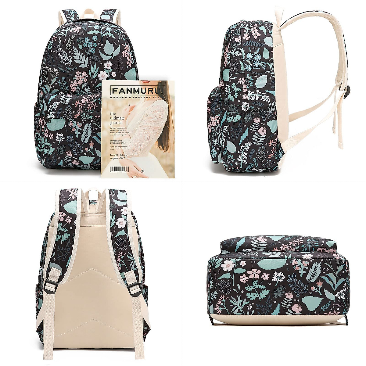 Pawsky School backpack for Teen Girls Women Kids School Bags College Bookbag, 15 Inch Laptop Bag with Lunch Bag and Pencil Case