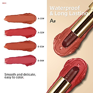 LAMUSELAND Matte Lipstick, 2Pc/Set Waterproof Long Lasting Moisturizing Lip Stain Earphone Dual-color Lip Gloss Primer, Non-stick Cup Lip Make Up Gift Kit for Girls (White)