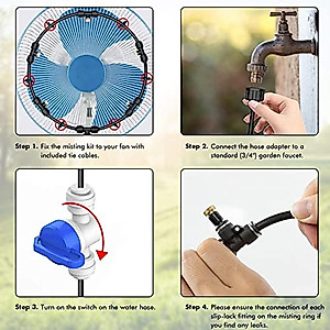 WWDZ Outdoor Misting Fan Kit for a Cool Patio Breeze,Water Mister Spray Tube for Cooling Outdoor,Lawn Garden Greenhouse Home Outdoor Fan Cooli