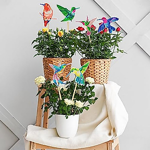 JHGCVX 10 Pcs Hummingbird Diamond Art, Diamond Painting Kits for Garden Decor, Hummingbird Stakes Diamond Art Kits for Indoor Outdoor Garden Yard Decoration