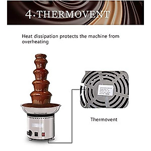 NEWTRY 6 Tiers Stainless Steel Chocolate Fondue Fountain Machine 13.23lbs Capacity 86~230℉Adjustable For Home Party Restaurant (110V)