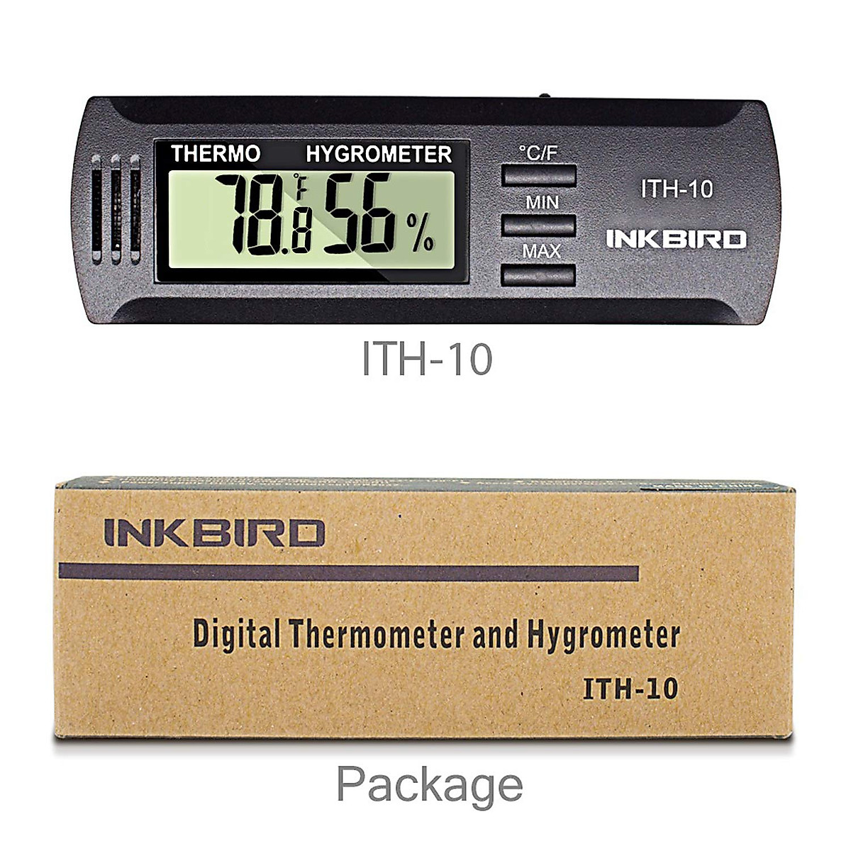 Inkbird ITH-10 Digital Thermometer and Hygrometer Temperature Humidity Monitor Humidor Guitar Ukulele Mason Jar