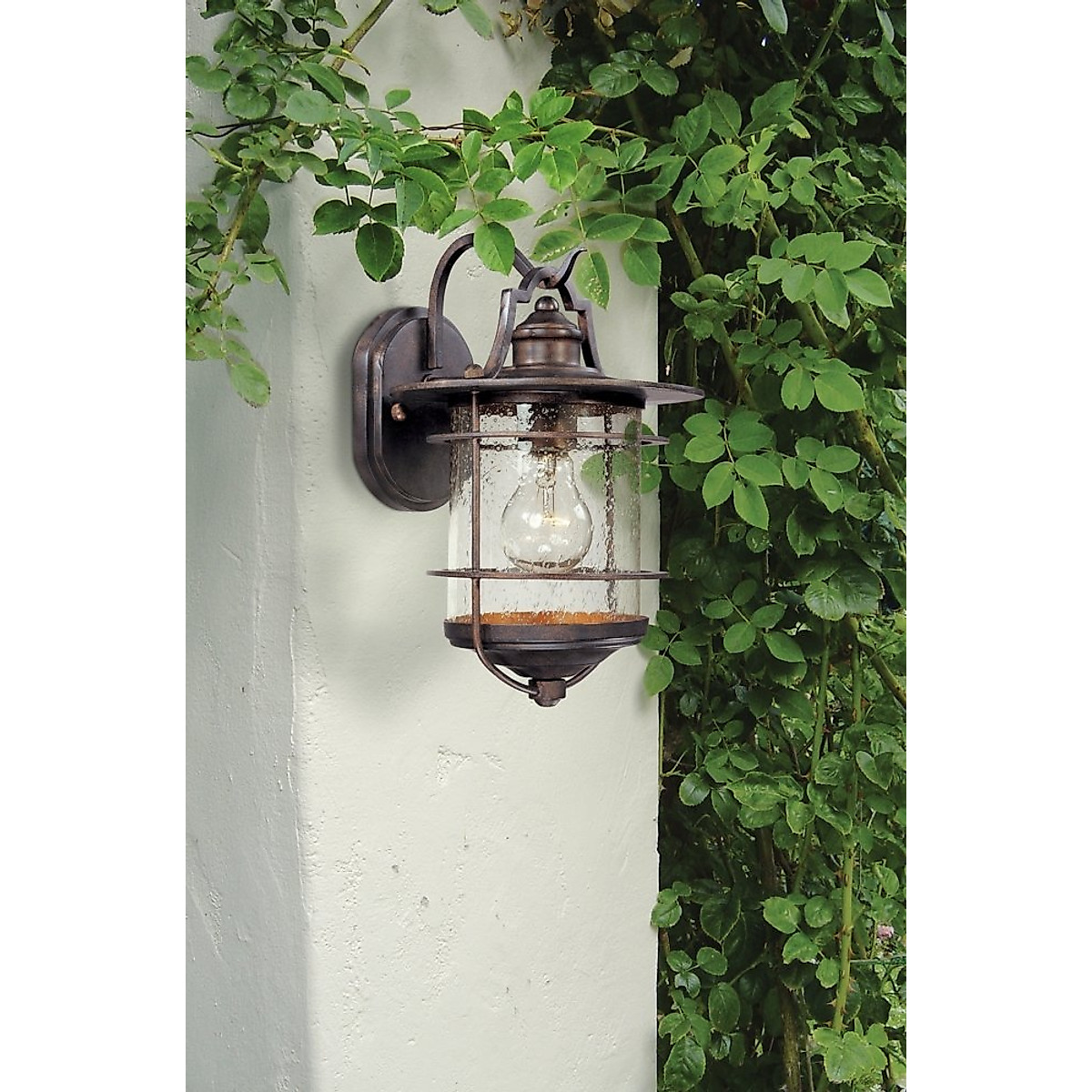 Franklin Iron Works Casa Mirada Rustic Industrial Farmhouse Outdoor Wall Light Fixture Bronze 3-Light 16 1/4" Clear Seedy Glass for Exterior Barn Deck House Porch Patio Outside Garage Front Door