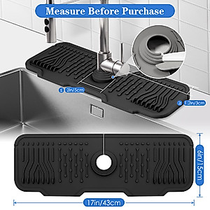 Sink Faucet Mat Splash Guard, 5° Slope Silicone Faucet Draining Mat for Kitchen Sink, 17" x 6" Cuttable Faucet Water Catcher Mat-Multipurpose Splash Guard for Kitchen Sink Area & Bathroom Countertop