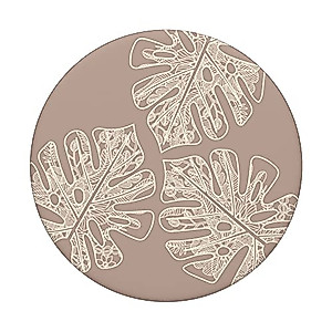 Tropical Monstera Leaves Boho Beige Neutral Floral Pattern PopSockets Swappable PopGrip