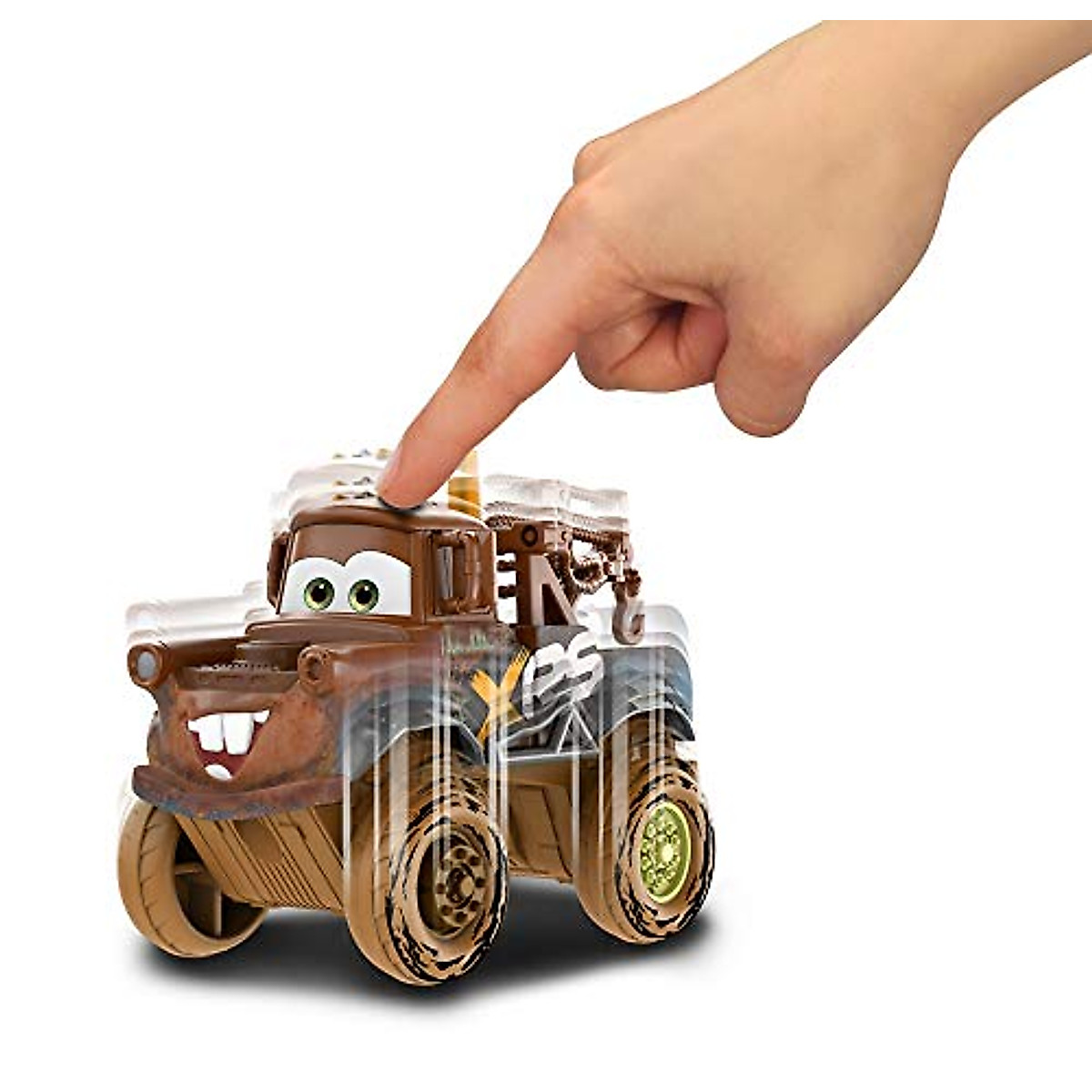 Disney Pixar Cars XRS Mud Racing Mater Oversized 1:55 scale Die-cast, Real Suspension, Off-Road, Dirt-splashed, All-terrain Wheels, 1:55 scale, Ages 3 and up