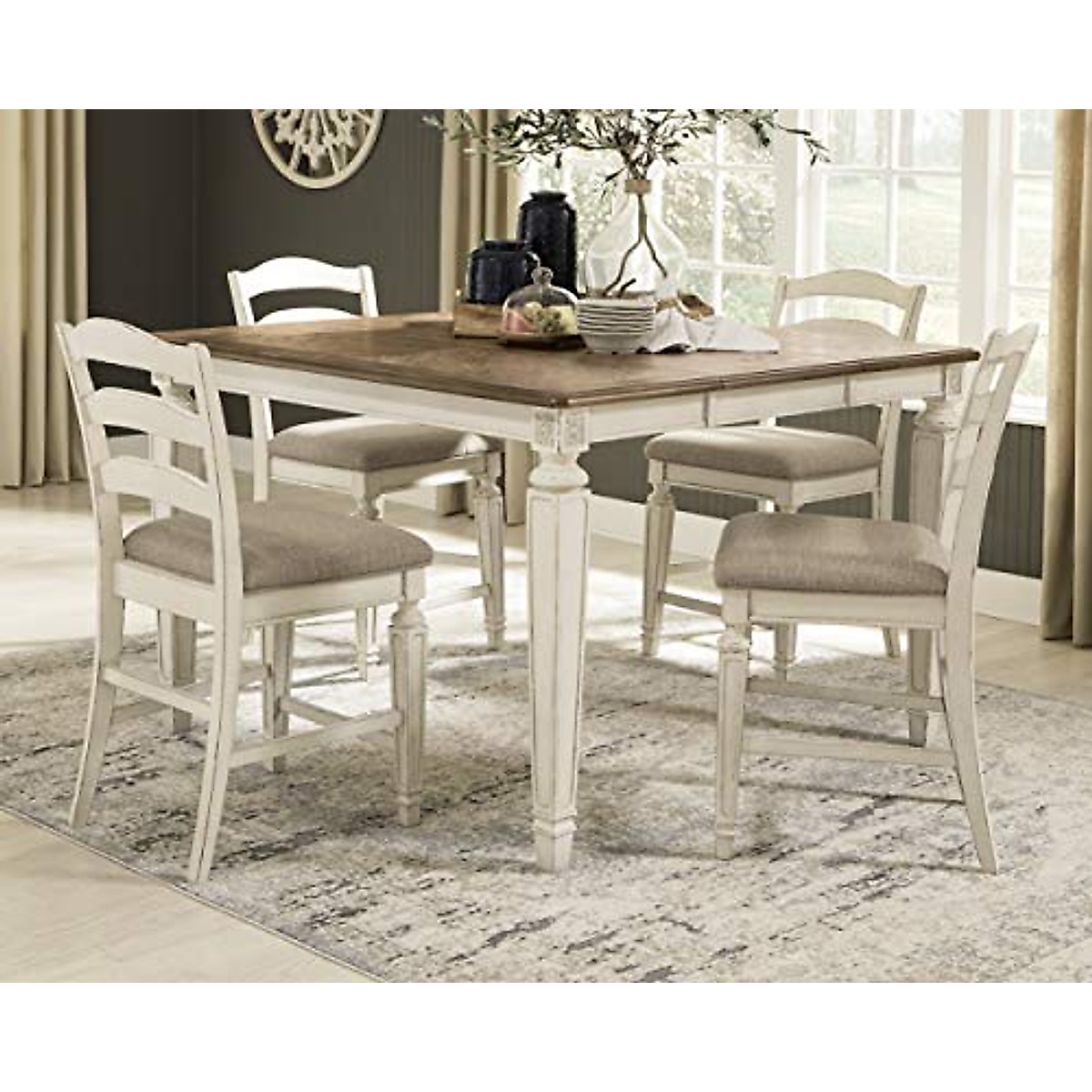 Signature Design by Ashley Realyn Dining Room Table, 0, Off White And Brown