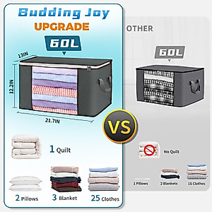 Clothes storage bags Large Capacity Clothes Storage Bins Foldable Closet Organizers Storage Containers with Durable Handles Thick Fabric for Blanket Comforter Clothing Bedding 6 Pack Gray