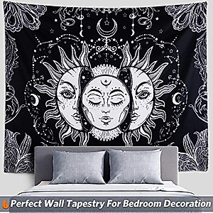 Urbanstrive Not Fade Machine Washable Mandala Tapestry Wall Hanging Trippy Hippie Bohemian Psychedelic Wall Tapestry for Bedroom Living Room, Blue White, Small (28.7x37.4 Inches)(73x95 cm)