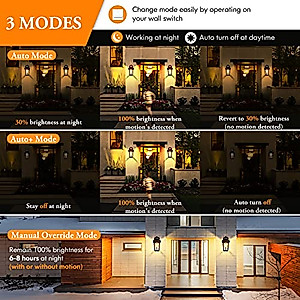 BrightHome Motion Sensor Outdoor Wall Lights, 2-Pack Dusk to Dawn Front Porch Lights, Waterpoof Exterior Wall Mount Light Fixtures, Black Attractive Wall Lanterns for House Garage Doorway Backyard