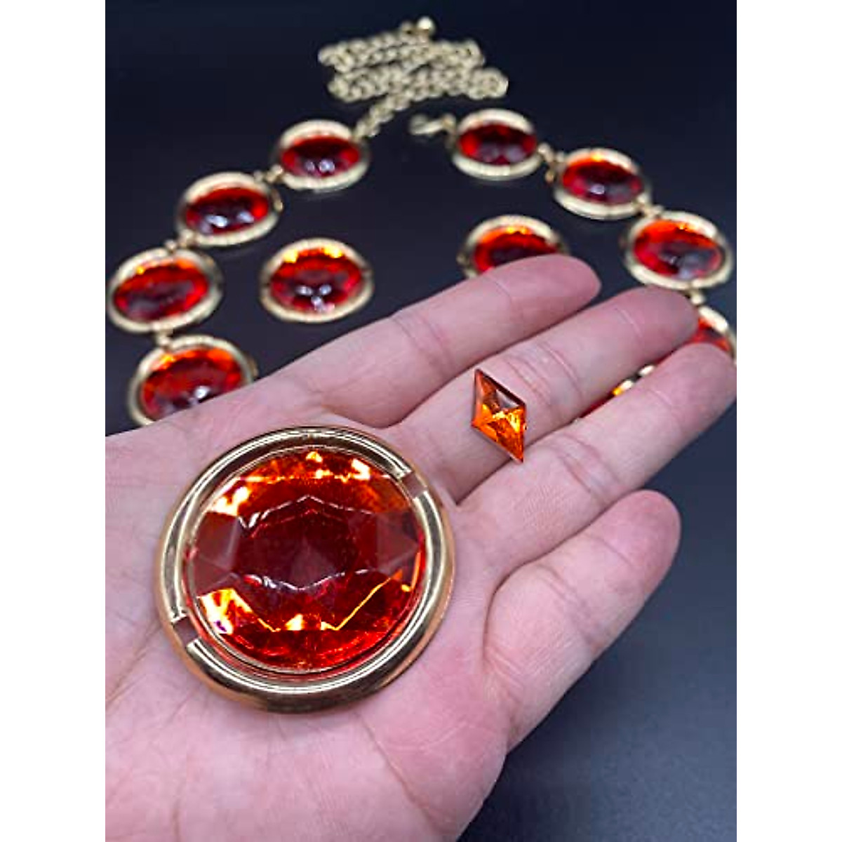 Women Anime Cosplay Waist Belt Stone Chain Halloween Adjustable (Red Rhinestone Set)