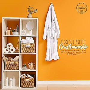 Wicker Storage Basket Set, Seagrass Baskets, Water Hyacinth Storage Baskets for Organizing Bathroom, Bedroom, Living Room & Towels