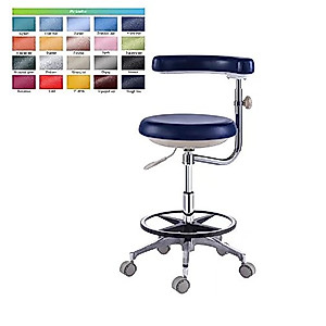 Aphrodite Dental Assistant Stool Nurse Chair Height Adjustable with Armrest PU Leather by Purple-Violet