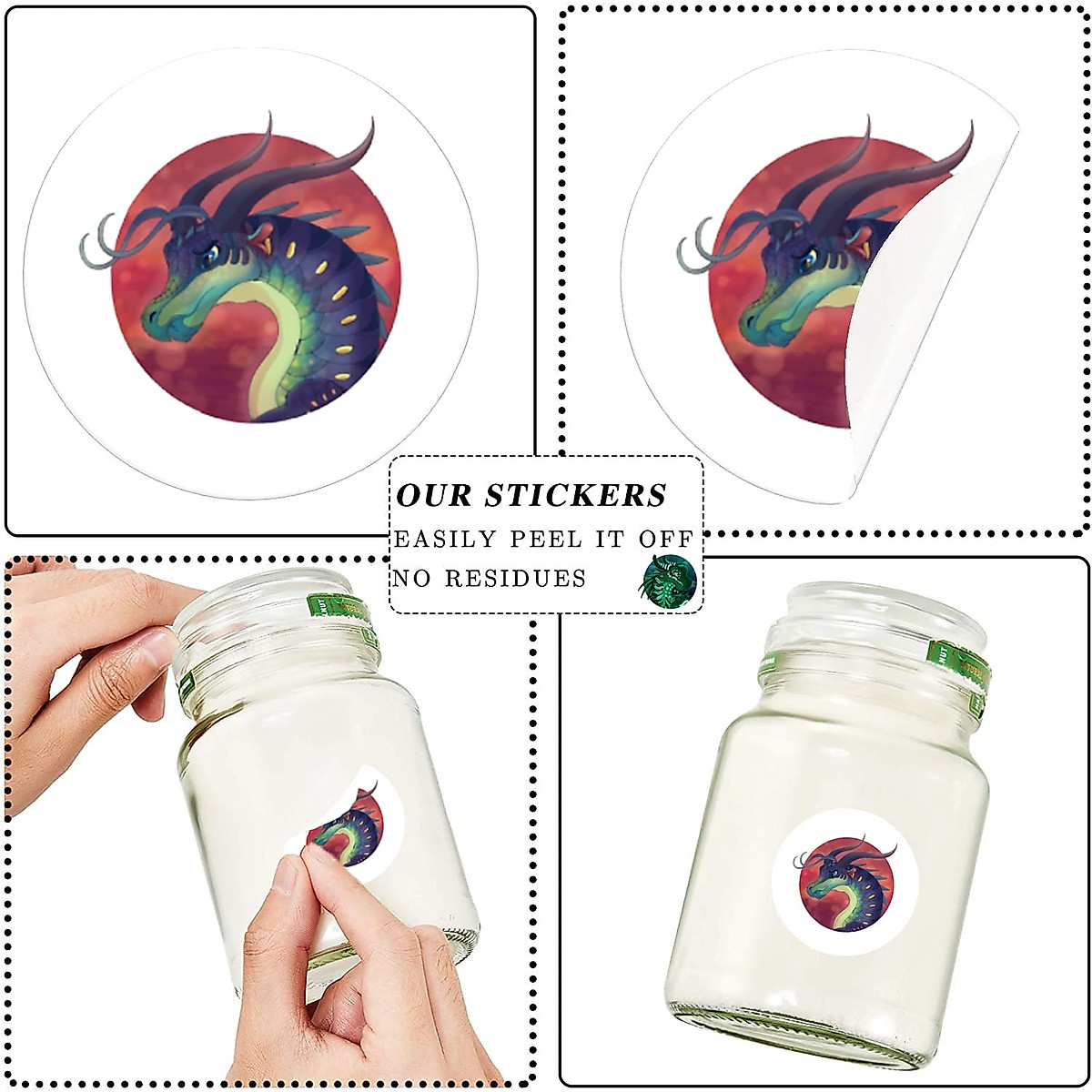 500Pcs Wings of Fire Stickers, 1 Inch Labels with 8 Patterns Decals Rolls Self Adhesive Seals for Scrapbooking Cards Envelopes，for Kids Teens Adults for Birthday Party Decor Supply Reward…