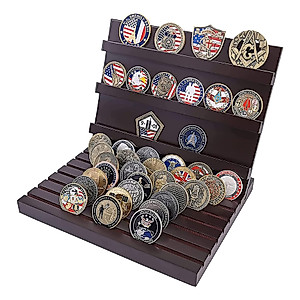Strugglejewelry Challenge Coin Display Stand Military Coin Holder Wooden Rack Holds 60-65 Coins