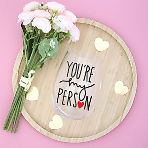 Celebrimo You're My Person 15oz Stemless Wine Glass- Christmas Gifts For Best Friends - Greys Anatomy Wine Glass - Unique I Love You Gifts For Her - BFF For Sister - Your My Person Gifts