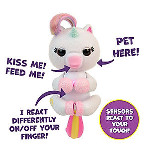 Fingerlings 2023 New Interactive Baby Unicorn Reacts to Touch – 70+ Sounds & Reactions – Lulu (White)