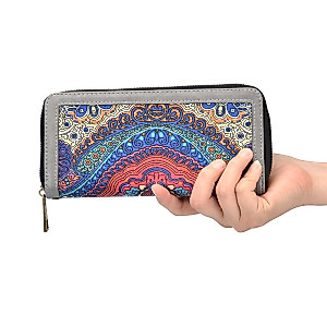 XEYOU Women Canvas Zipper Clutch Purse Credit Card Wallets to Organize Your Cash,Bank Card,and Phone with Removable Wristlet Strap