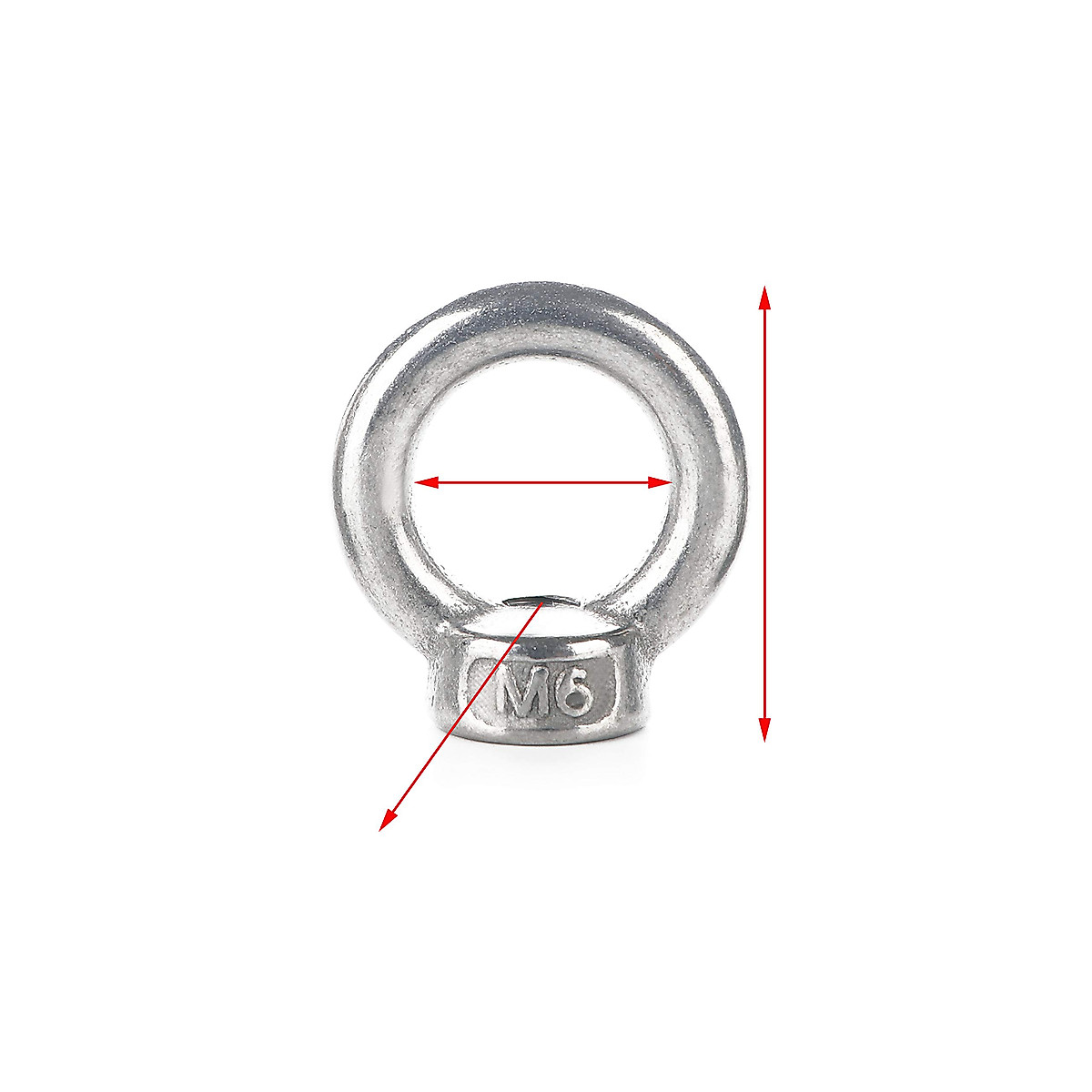 Eowpower 10 Pieces 304 Stainless Steel M6 Ring Eye Bolts Threaded Nuts