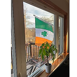 Bradford Irish Shamrock Flag 3x5 ft Outdoor, Embroidered Ireland St Patricks Irish Flags Heavy Duty, Double Sided Vivid Color 210D Flag of Irish Polyester with 2 Brass Grommets for Saint Patricks Day House Outside Inside Decoration