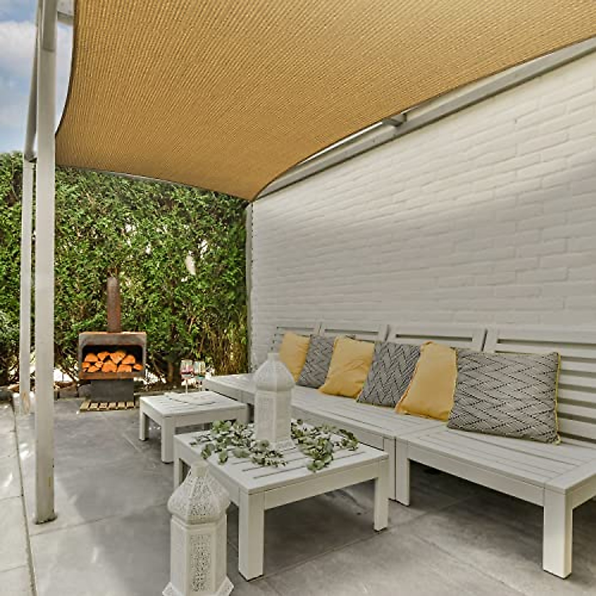 AsterOutdoor Sun Shade Sail Rectangle 6' x 10' UV Block Canopy for Patio Backyard Lawn Garden Outdoor Activities, Sand