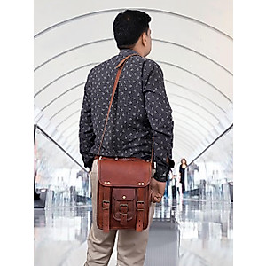 Vintage Tablet Genuine Vintage Leather ipad/tab/Kindle Satchel Crossbody Shoulder Bag 11 Inch