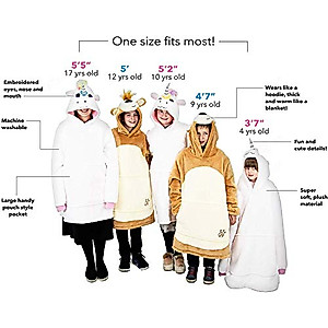 Plushible Blanket Hoodie for Kids - Unicorn Hooded Sweatshirt Blankets for Girls, Toddler and Teen - Comfy and Cozy Sherpa Lined Oversized Wearable Animal Hoodies - Adult and Children
