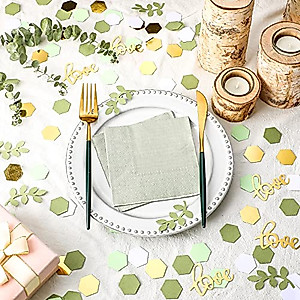 500 Pcs Greenery Wedding Table Confetti, Boho Love Theme Party Sage Green Table Scatter Confetti for Nature Theme Engagement Party Wedding Birthday Shower Party Decorations Supplies