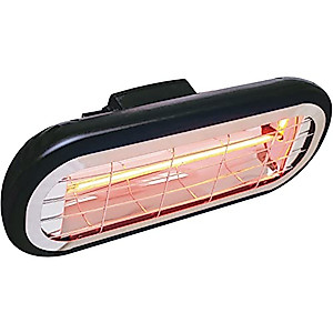 Hanover 16.5'' Electric 1500W Halogen Heat Lamp with Ceiling/Wall-Mount Bracket, Powerful Heating for Outdoor Areas up to 122 Sq.Ft., Ideal for Porch, Garage, Workshop, Black