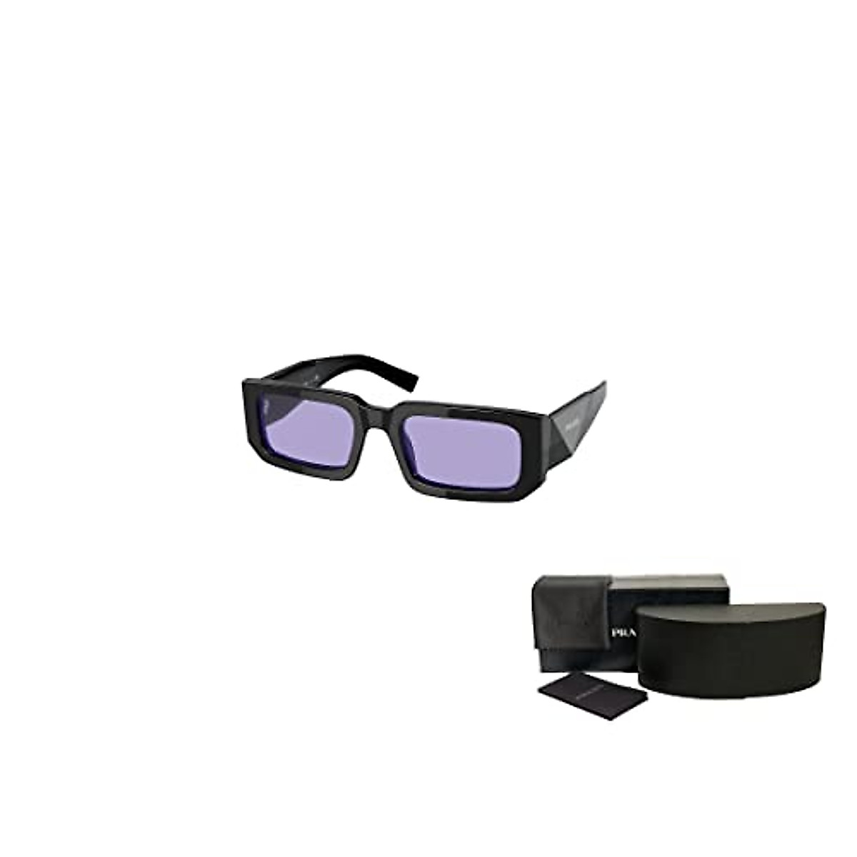 Prada PR06YS 02Z01O 53MM Black/Blue/Violet Rectangle Sunglasses for Men + BUNDLE with Designer iWear Complimentary Eyewear Kit