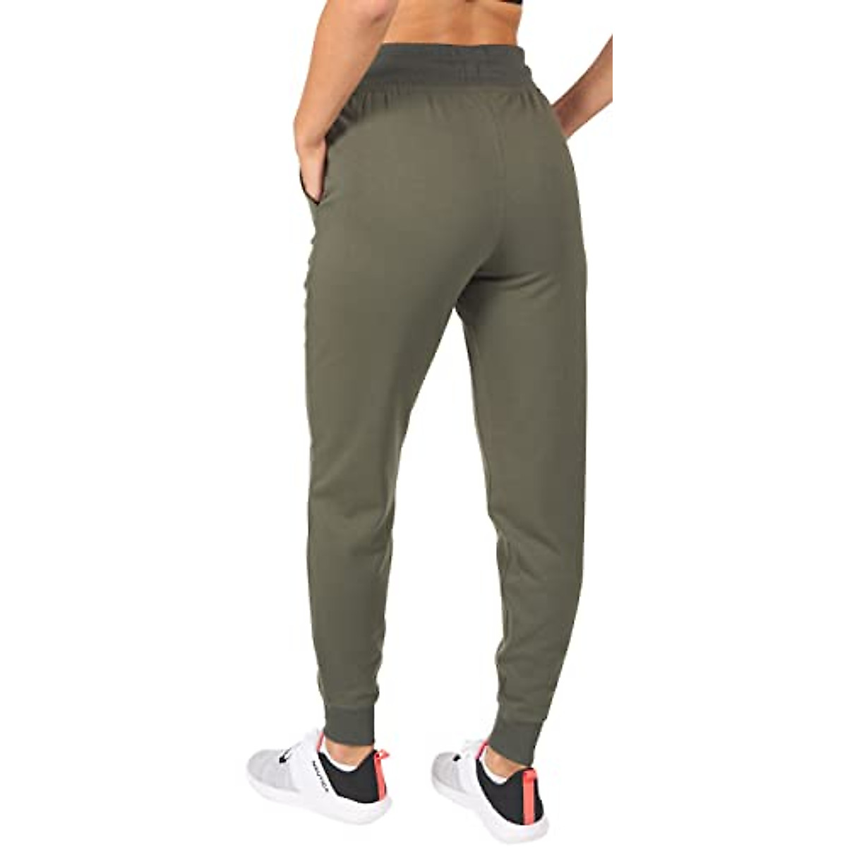 Nautica Competition Women's Joggers, Athletic Active Basic Essential Running Ultra Soft Fleece Relax Fit Lounge Sweatpants Olive